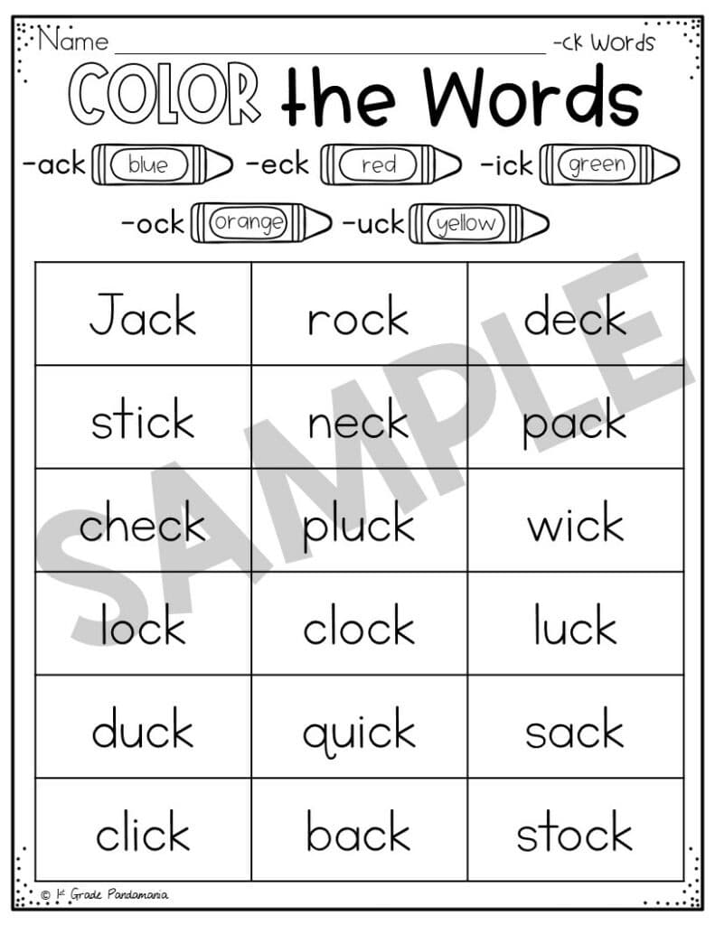 Ck Words Worksheets Phonics Activities | 1st Grade Pandamania