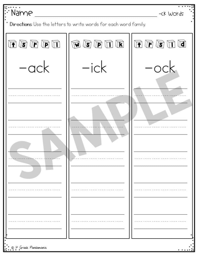 Ck Words Worksheets Phonics Activities | 1st Grade Pandamania