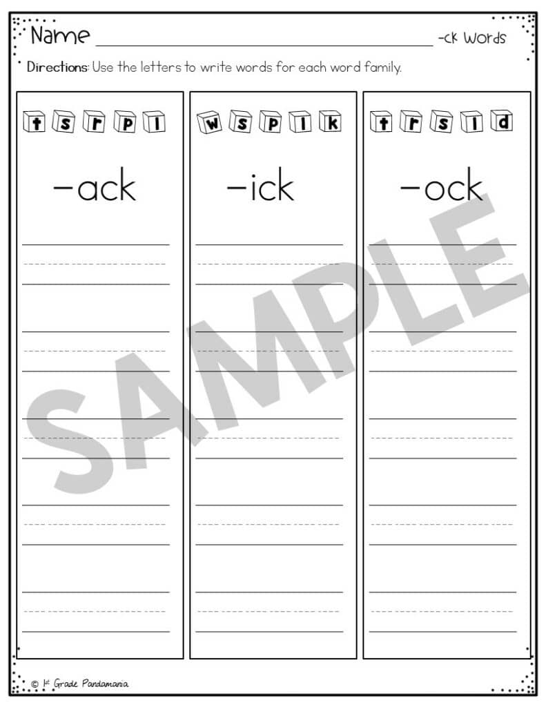 Ck Words Worksheets Phonics Activities | 1st Grade Pandamania