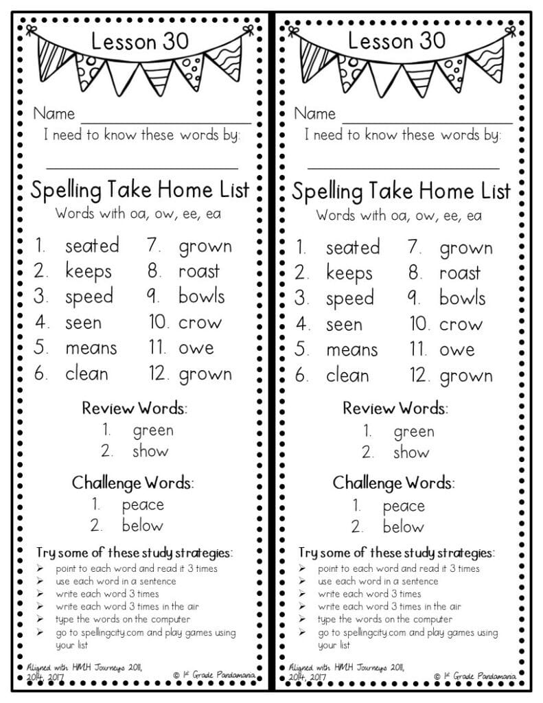 Journeys 2nd Grade Spelling Lists (Weekly) Aligned With HMH Journeys ...