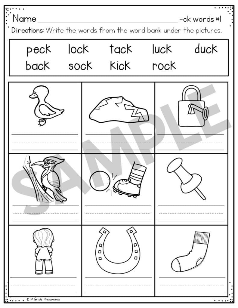 Ck Words Worksheets Phonics Activities | 1st Grade Pandamania