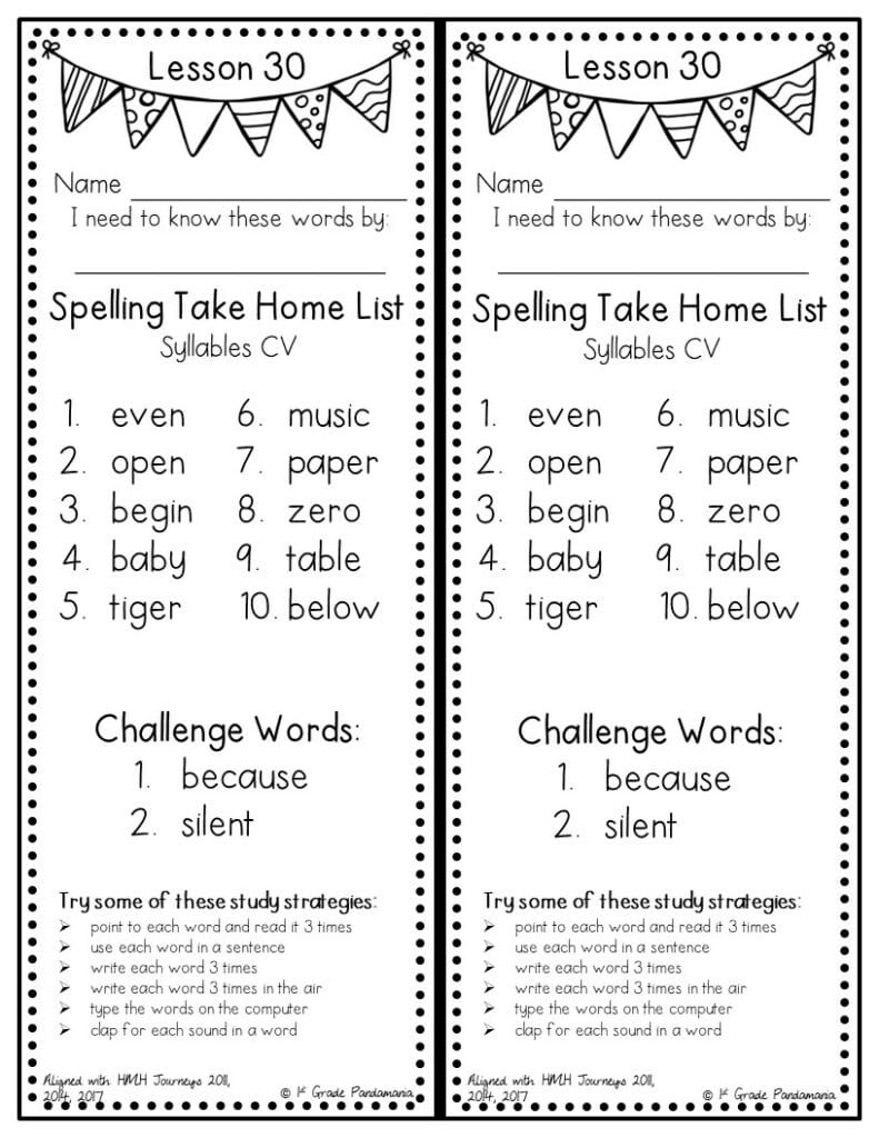 1st Grade Spelling Lists (Regular) Aligned With HMH Journeys | 1st ...