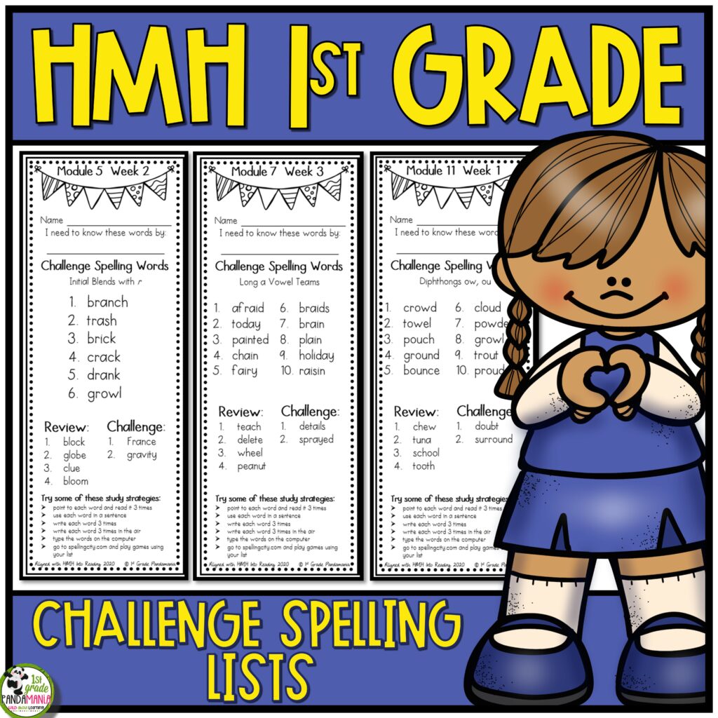 HMH Into Reading Challenge Spelling Lists 1st Grade Year-Long Aligned ...