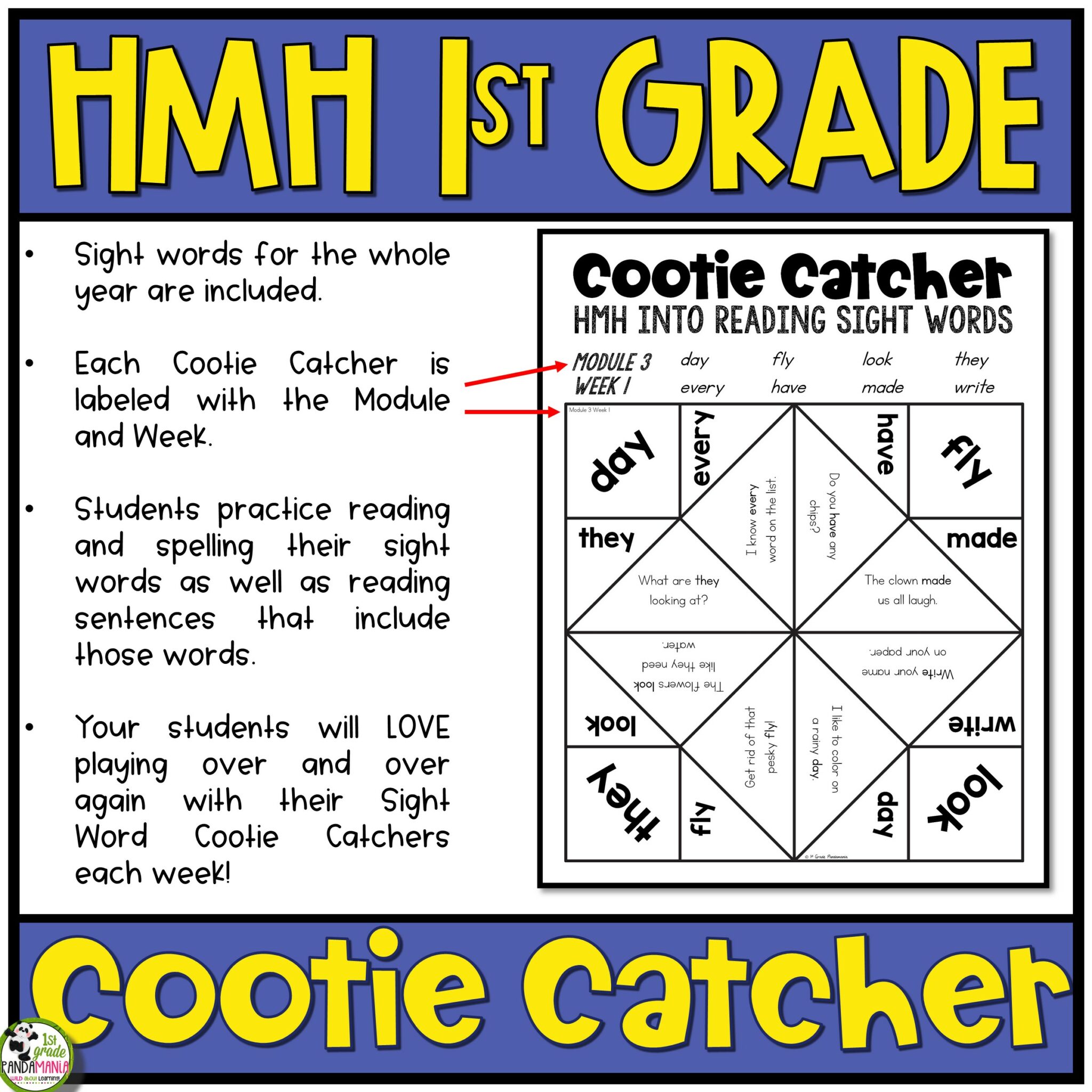 HMH Into Reading Sight Word Practice Cootie Catcher Centers 1st Grade ...