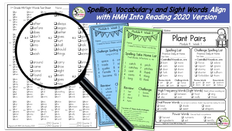 HMH Into Reading Spelling, Sight Words, Vocabulary BUNDLE | 1st Grade ...