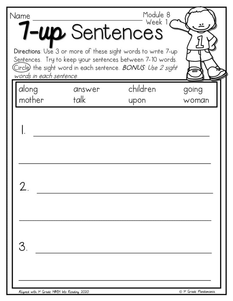HMH Into Reading 7-up Sentence Writing Sight Word Center 1st Grade 2020 ...