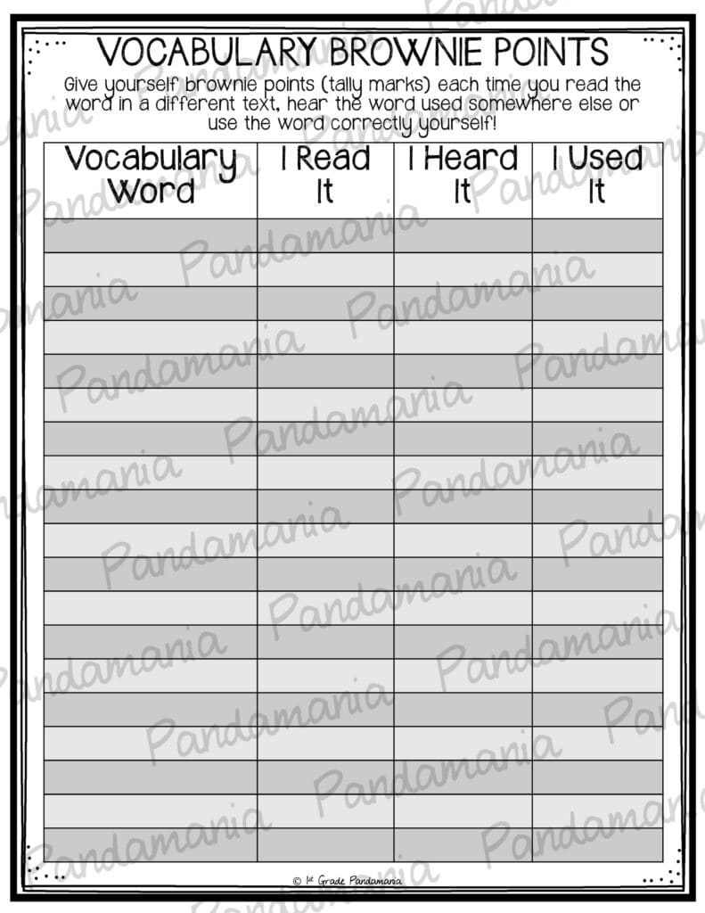 Vocabulary Notebook For Kindergarten And 1st Grade | 1st Grade Pandamania