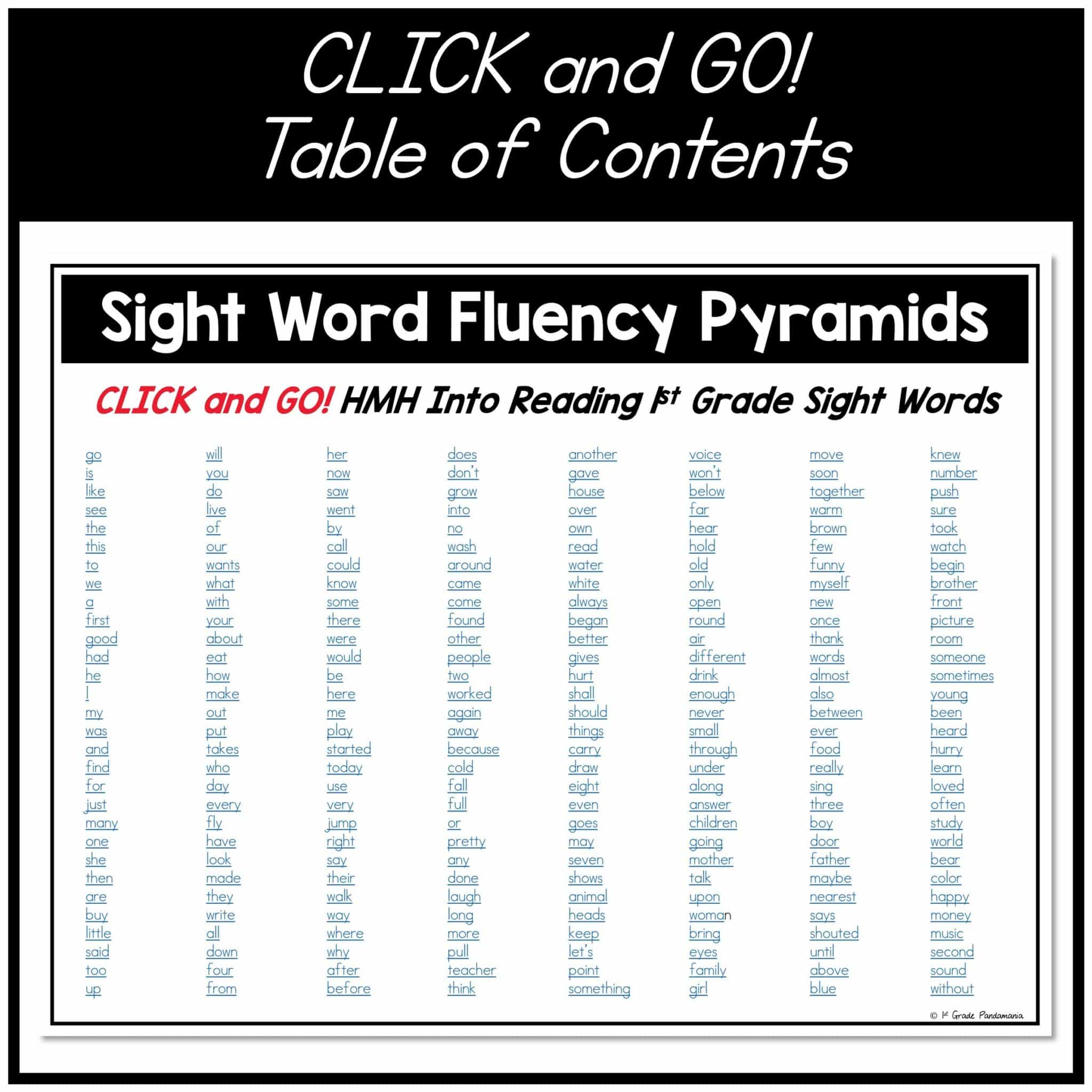 HMH Into Reading Sight Word Sentences Fluency Pyramids Centers 1st ...