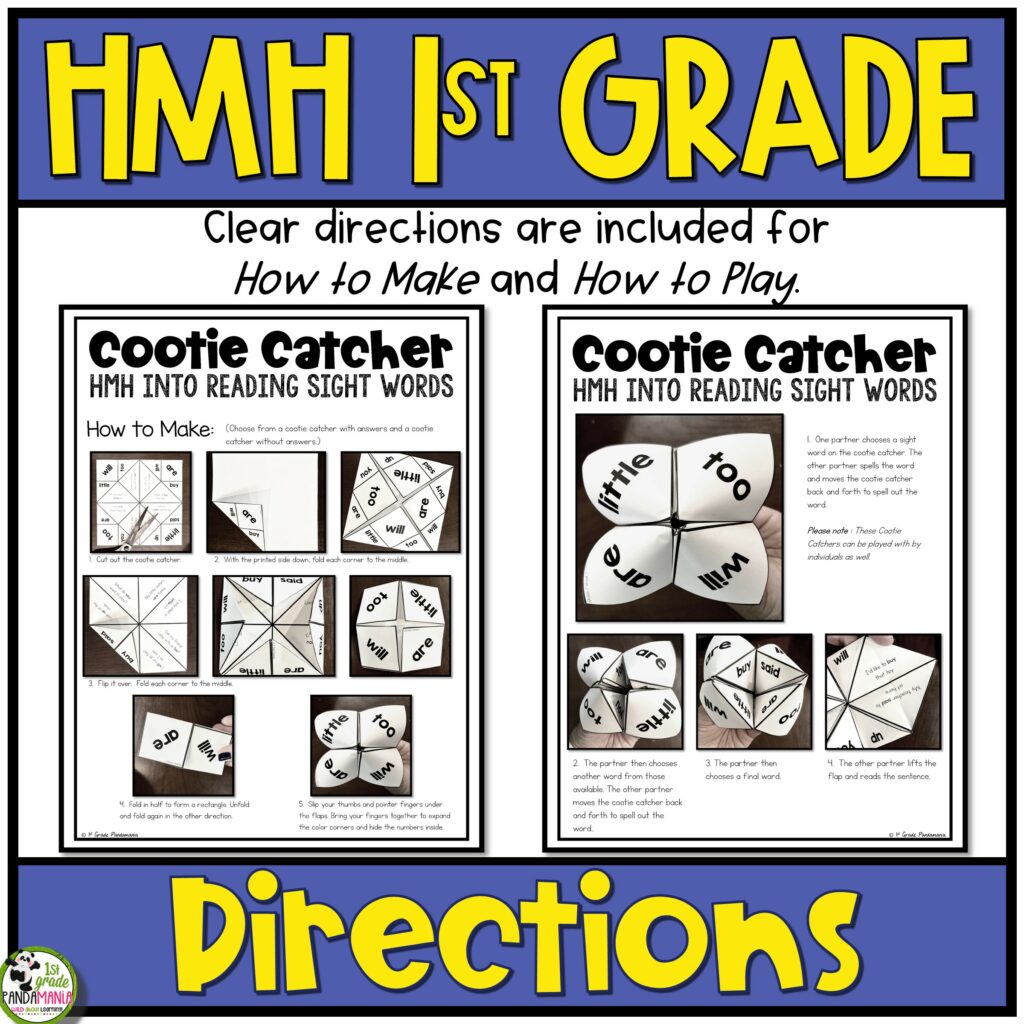 HMH Into Reading Sight Word Practice Cootie Catcher Centers 1st Grade ...