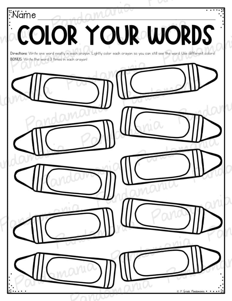 Spelling And Sight Word Activities For Any List Of 10 Words | 1st Grade ...