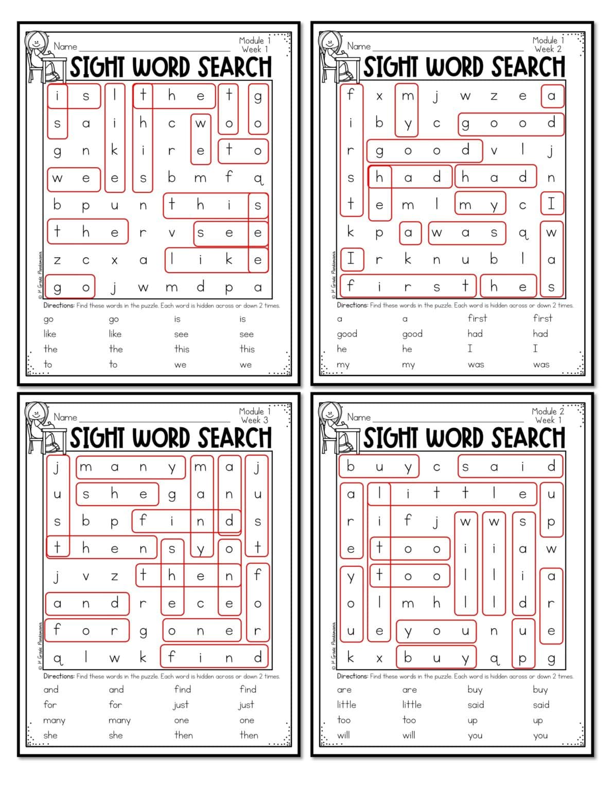 HMH Into Reading Sight Word Word Search Centers 1st Grade 2020 | 1st ...
