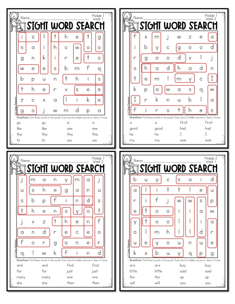 HMH Into Reading Sight Word Word Search Centers 1st Grade 2020 | 1st ...