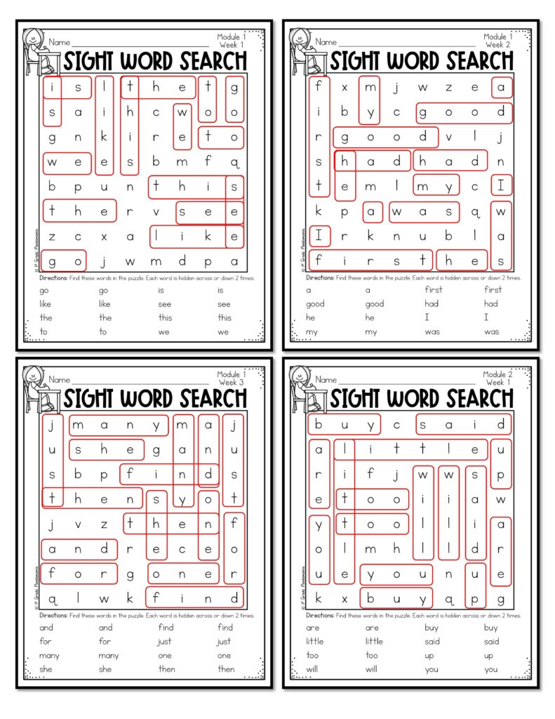 HMH Into Reading Sight Word Word Search Centers 1st Grade 2020 | 1st ...