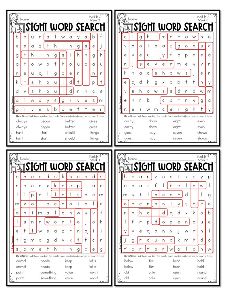 HMH Into Reading Sight Word Word Search Centers 1st Grade 2020 | 1st ...