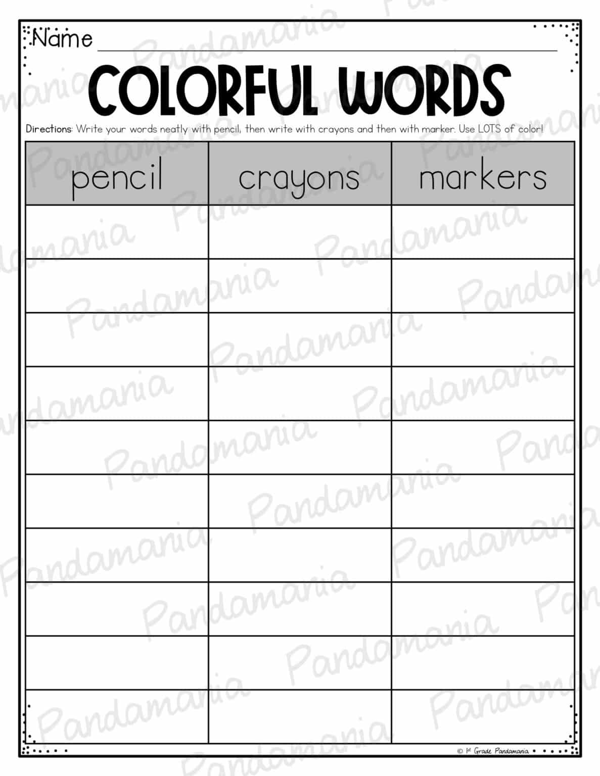 Spelling And Sight Word Activities For Any List Of 10 Words | 1st Grade ...