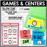 Telling Time Centers And Games Time To The Hour And Half Hour | 1st ...