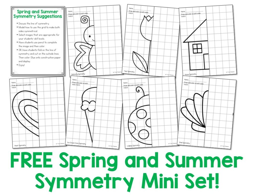 Symmetry Worksheets Spring And Summer Activities FREE | 1st Grade ...