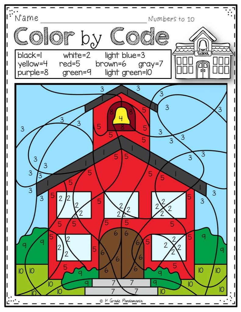 Color By Number Math Worksheets Back To School | 1st Grade Pandamania
