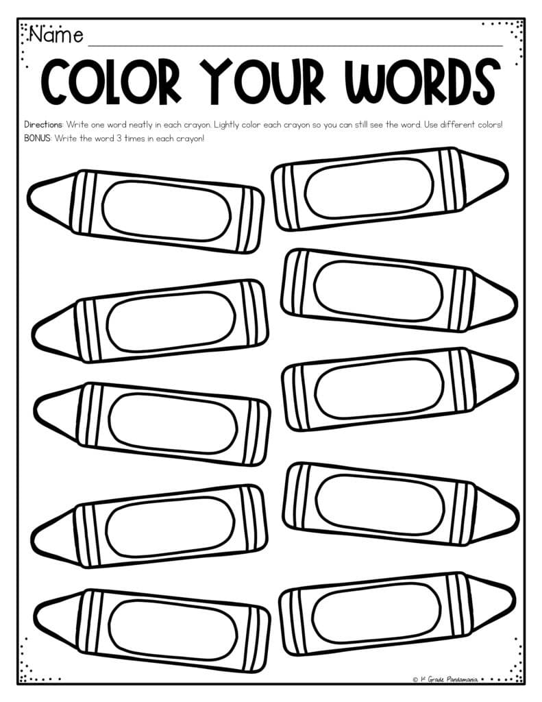 Spelling And Sight Word Activities For Any List Of 10 Words | 1st Grade ...