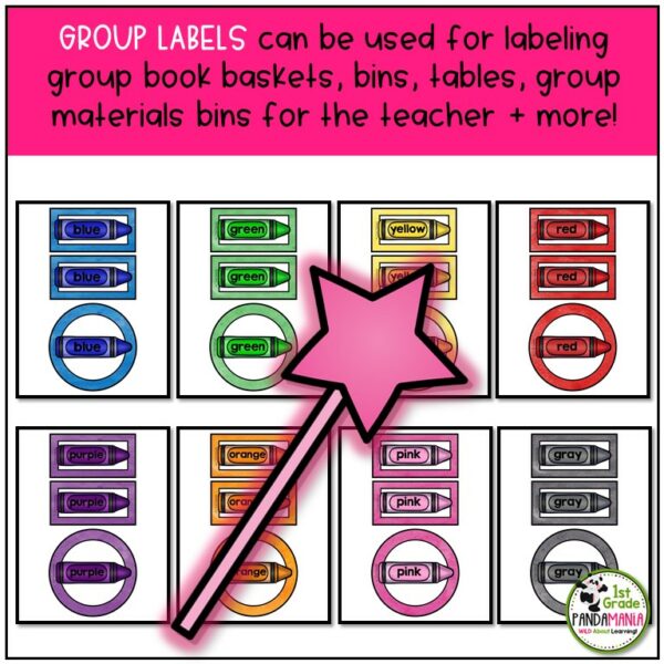 Guided Reading Groups Crayon (Fillable PDF) Posters, Labels, Data Forms ...